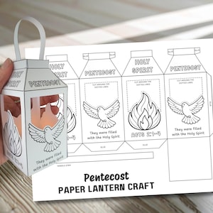 Pentecost Bible Craft for Kids, Paper Lantern Craft, Pentecost Coloring ...
