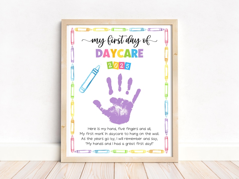 First Day of Daycare Handprint Art, Daycare Handprint Craft Poem ...