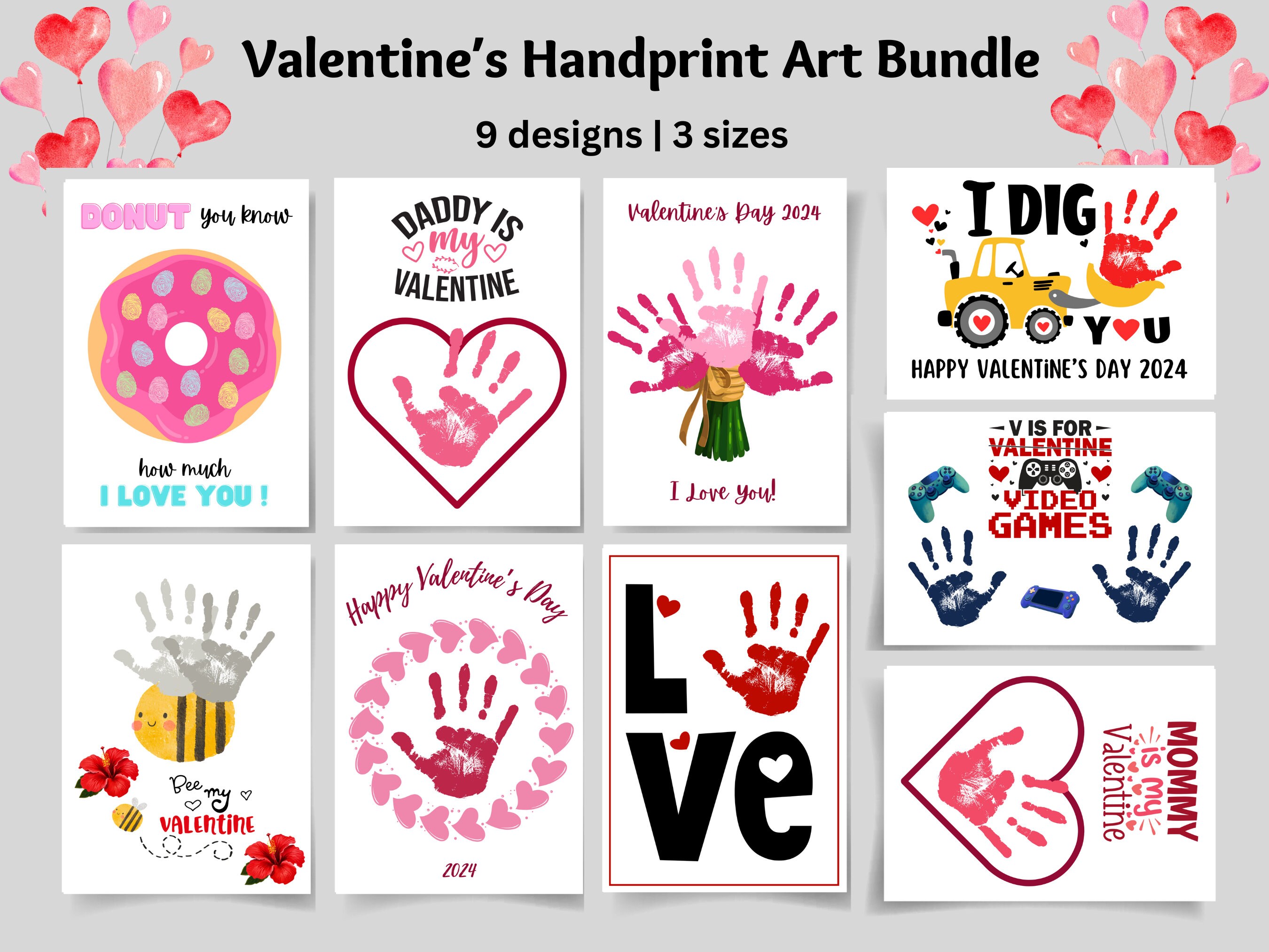 Valentine's Day Handprint Art Bundle, Valentines Handprint Craft ...