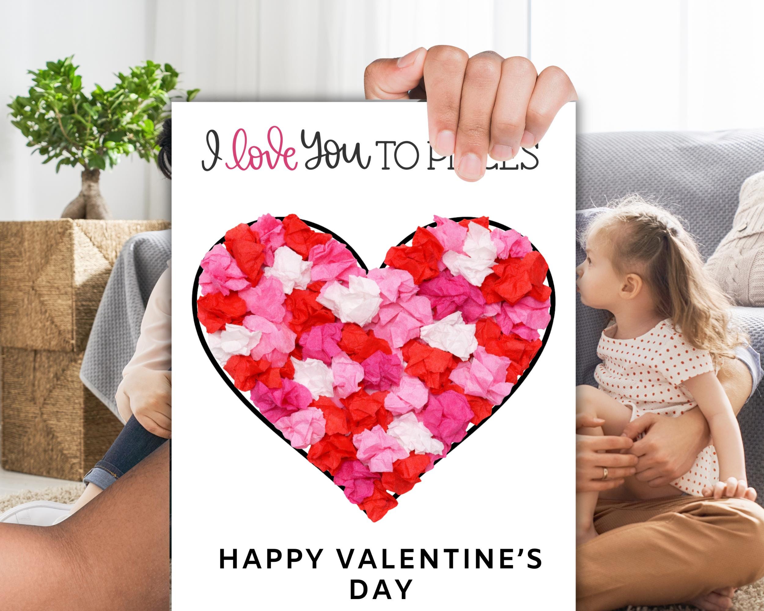 Valentine's Day Tissue Paper Craft, Valentines Heart Torn Paper Craft ...