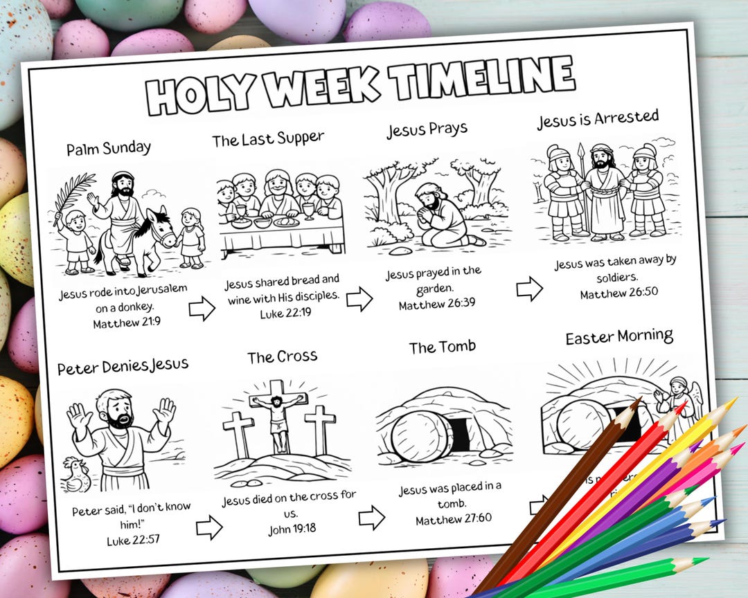 Página para colorear de la cronología de Semana Santa para imprimir ...