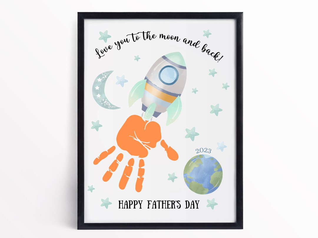 Printable Father's Day Rocket Handprint Art Craft, Toddler Baby ...