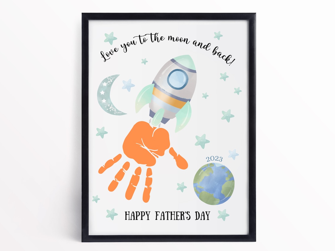 Printable Father's Day Rocket Handprint Art Craft, Toddler Baby ...