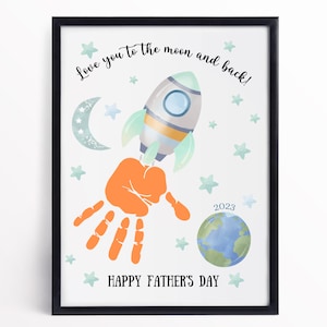 Printable Father's Day Rocket Handprint Art Craft, Toddler Baby ...