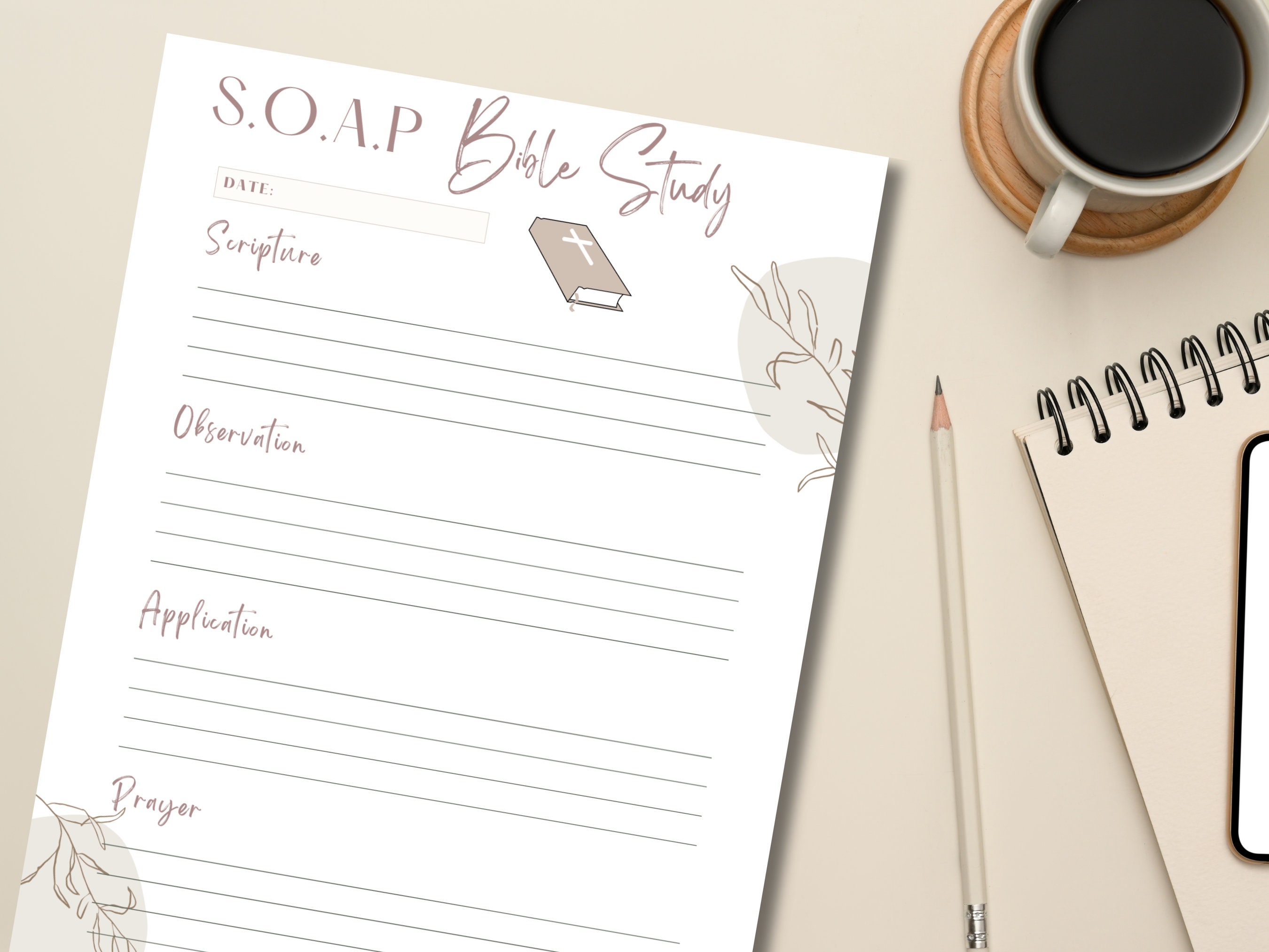 SOAP Bible Study Template Printable Christian Devotional Template Bible ...