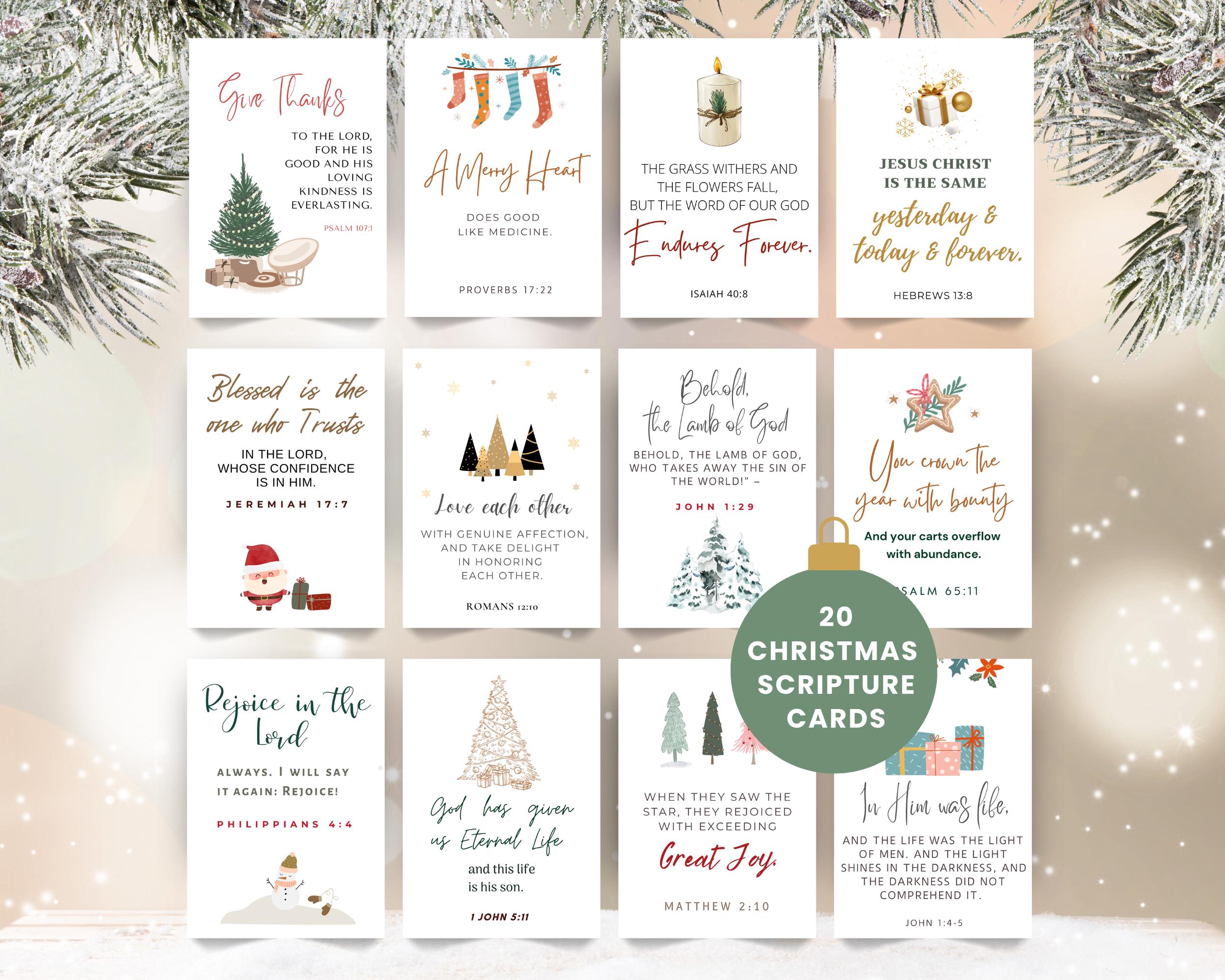 Christmas Bible Verse Cards, Religious Christmas Scripture Cards ...