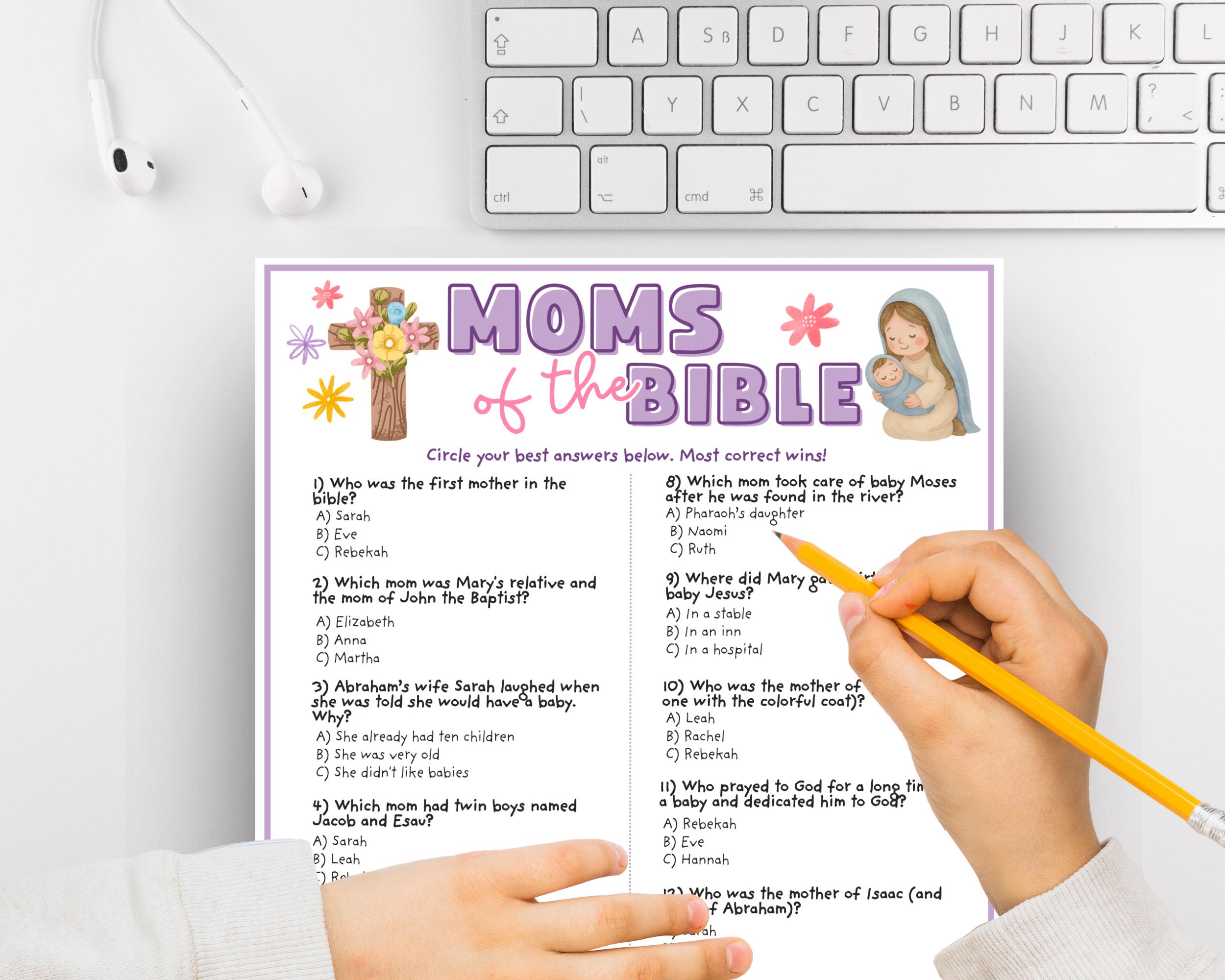 Moms of the Bible Game Printable, Christian Mother's Day Game, Bible ...