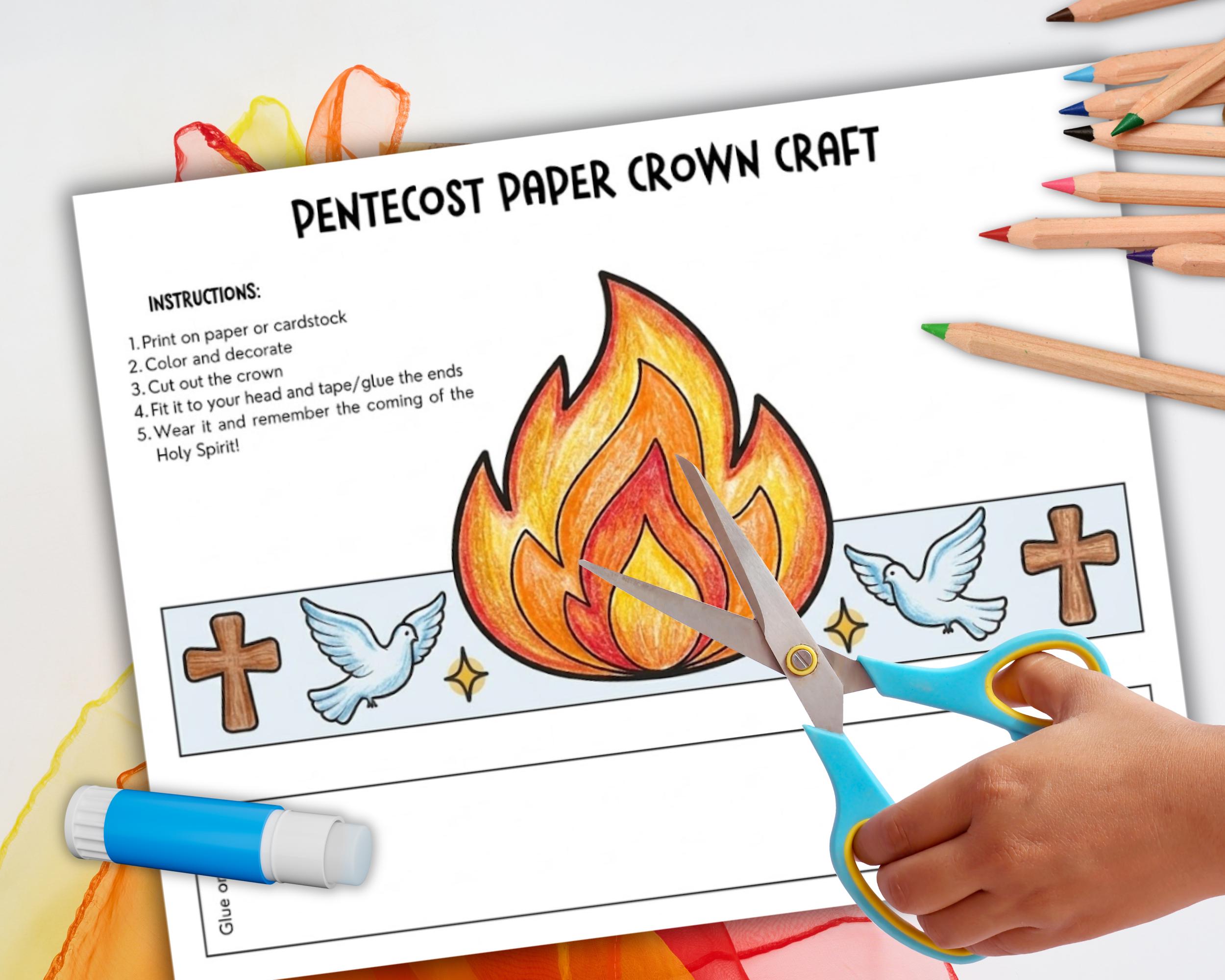 Pentecost Paper Crown Craft, Pentecost Bible Craft, Holy Spirit Sunday ...