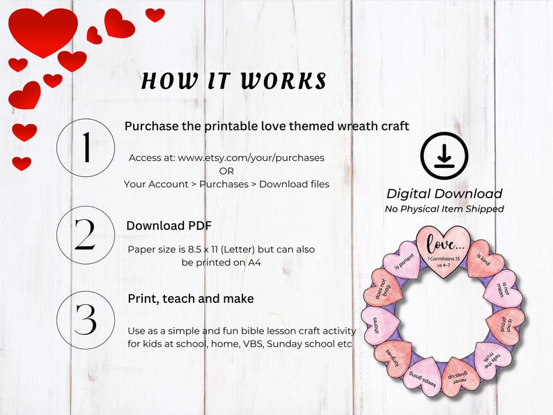 Valentine's Bible Craft Printable, Valentines Day Love Wreath Sunday ...