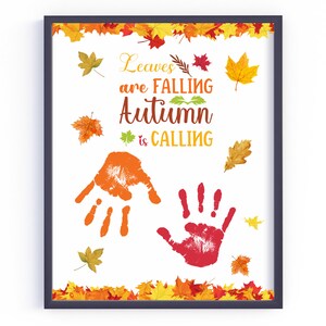 Fall Handprint Craft, Printable Handprint Art, Leaves Are Falling ...