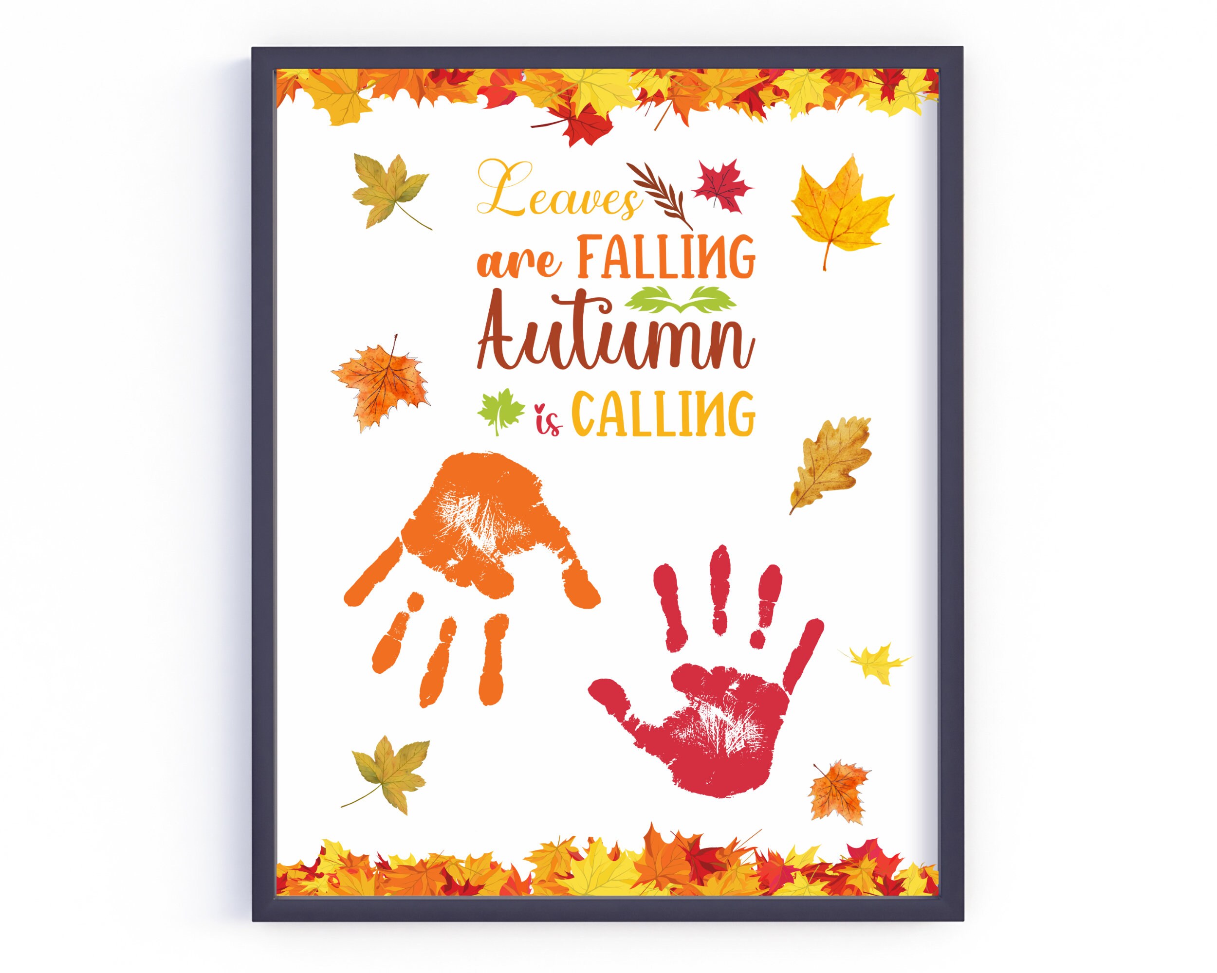 Fall Handprint Craft, Printable Handprint Art, Leaves Are Falling ...
