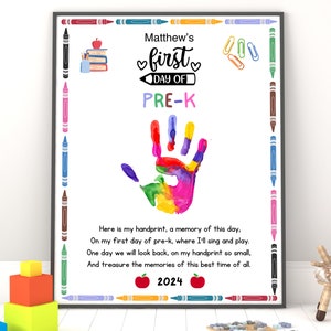 Editable First Day of Pre-k Handprint Art, First Day of School ...