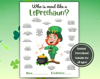 Who is Most Like a Leprechaun Game, St. Patrick's Day Party Game ...
