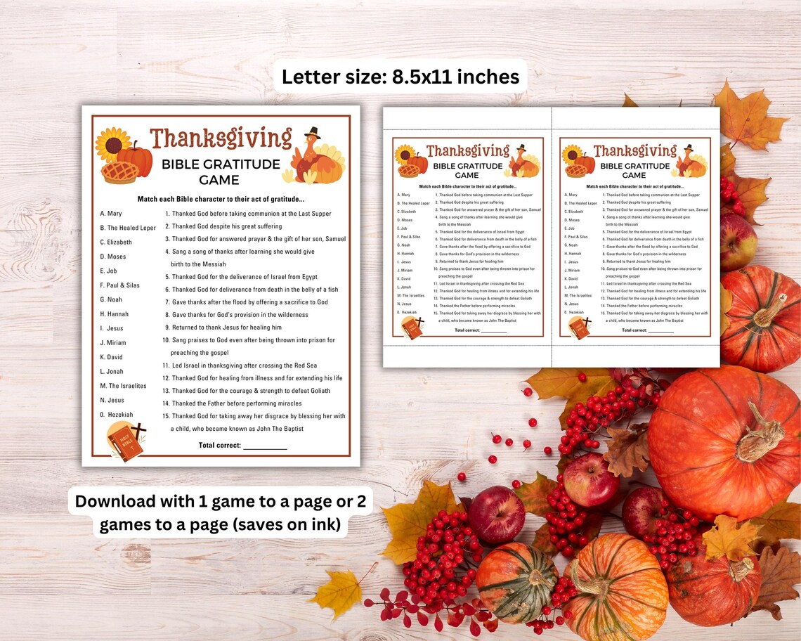 Thanksgiving Bible Gratitude Game, Kids, Adults, Youth Groups, Bible ...