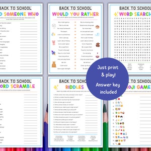 Printable Back to School Games Bundle, Set of 12 First Day of School ...