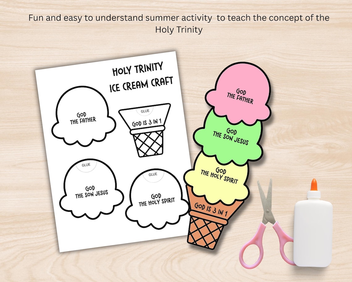 Holy Trinity Craft Printable, Summer Coloring Craft, Ice Cream Craft ...