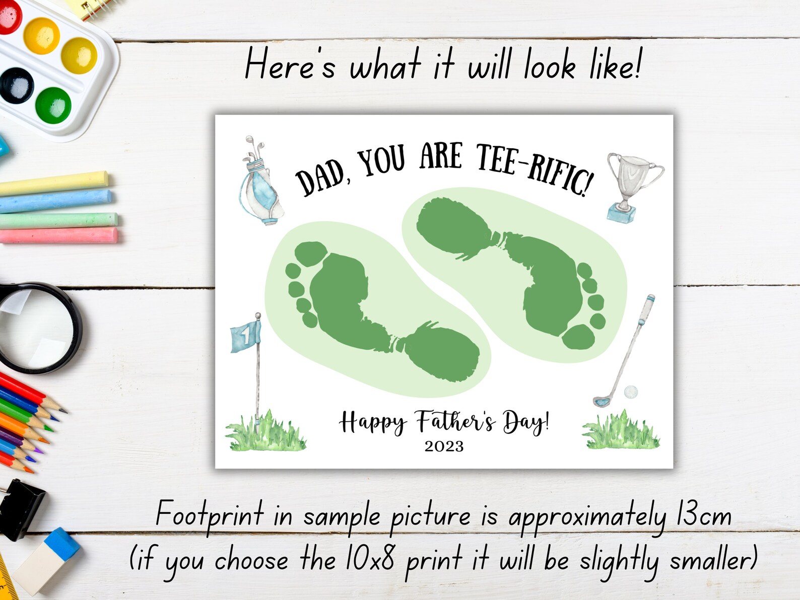Father's Day Golf Handprint Footprint Art, Printable Craft, Father's ...