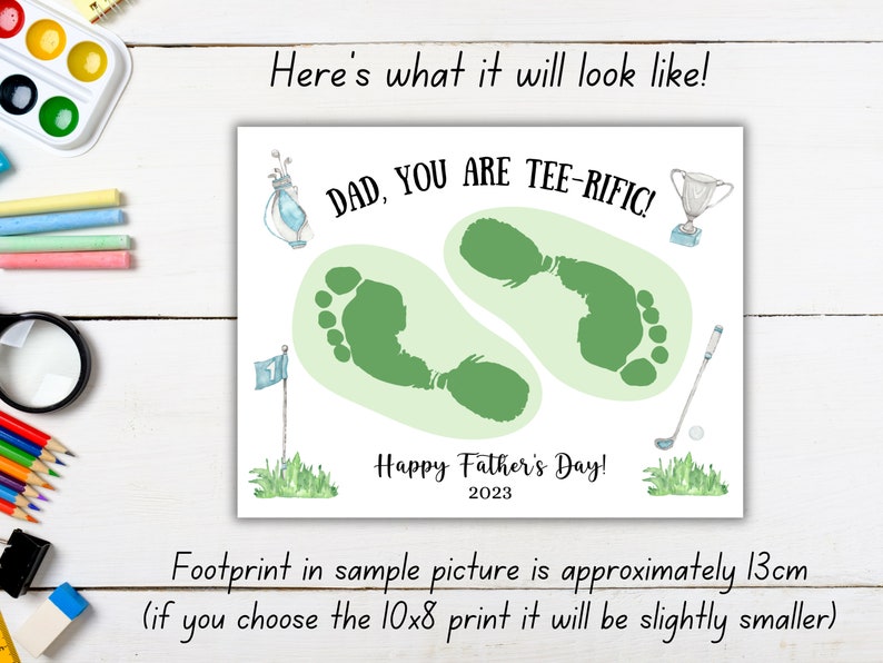 Father's Day Golf Handprint Footprint Art, Printable Craft, Father's ...
