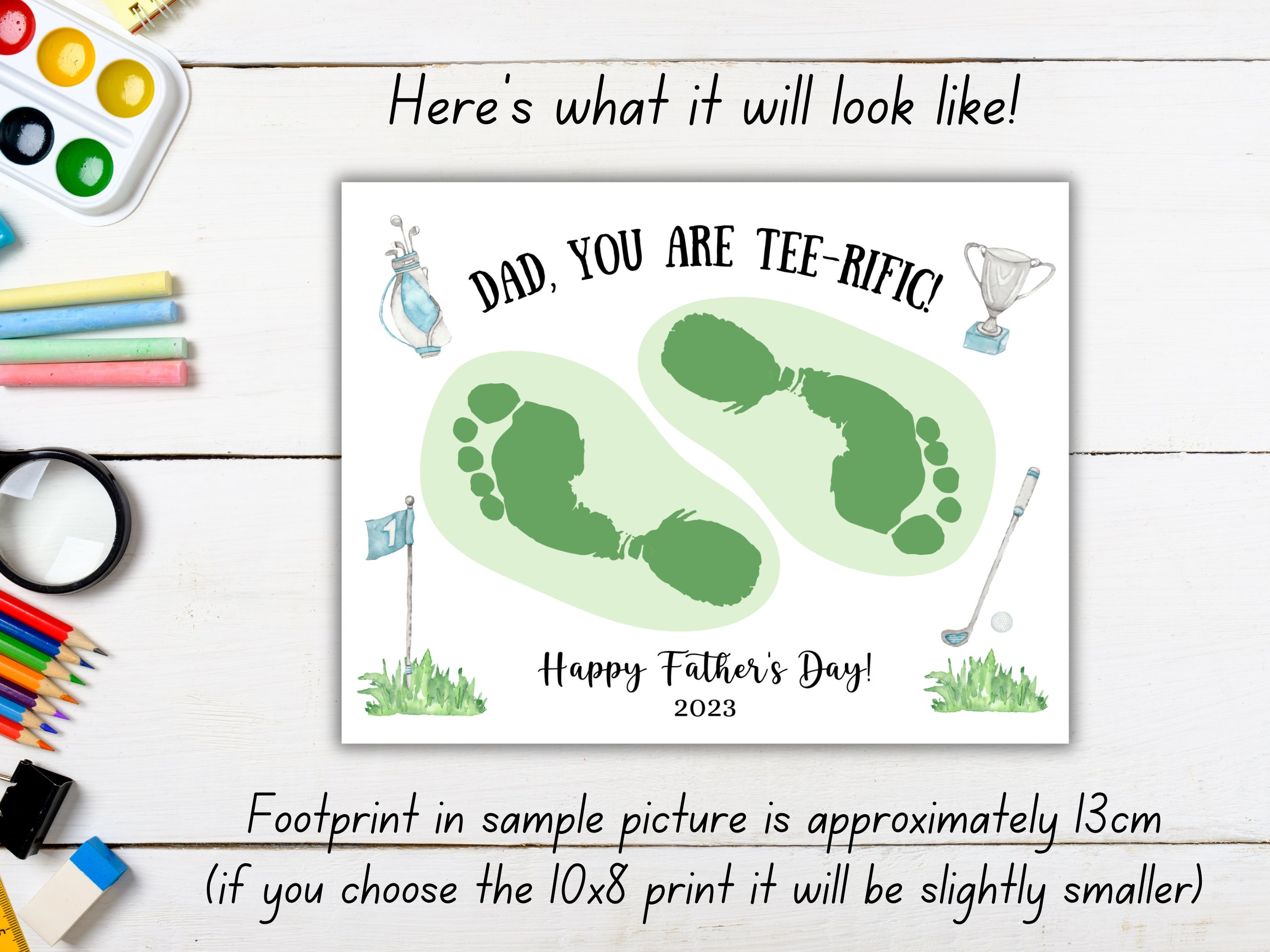 Father's Day Golf Handprint Footprint Art, Printable Craft, Father's ...