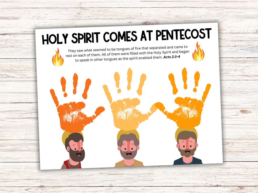 Pentecost Craft for Kids, Handprint Art, Printable Holy Spirit Sunday ...