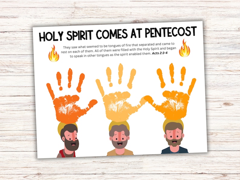 Pentecost Craft for Kids, Handprint Art, Printable Holy Spirit Sunday ...
