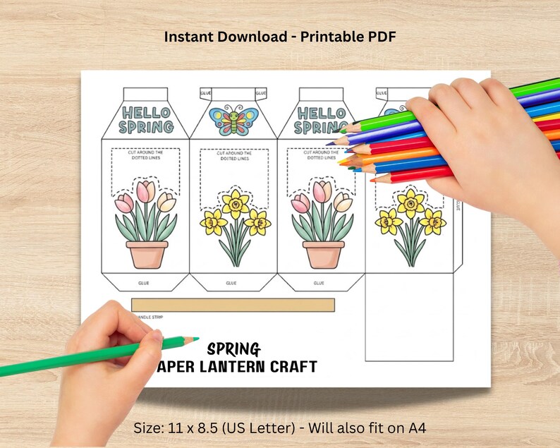 Spring Paper Lantern Craft for Kids, Spring Flower Craft Printable ...
