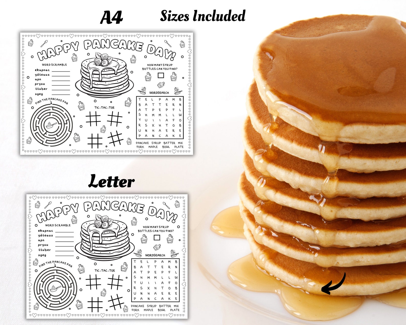 Printable Pancake Day Activity Placemat, Coloring Page, Shrove Tuesday ...