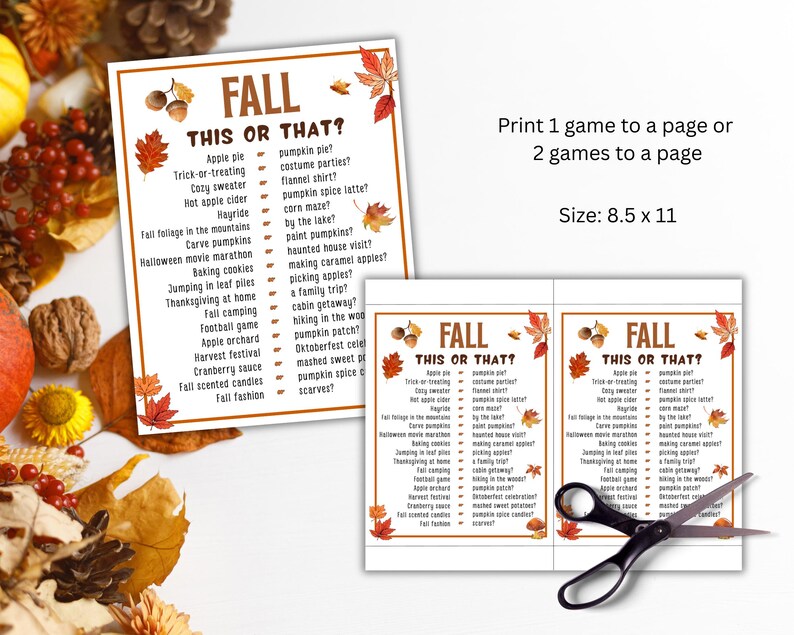 Fall This or That Game, Printable Fall Games, Autumn Game for Kids ...
