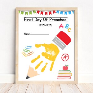 First Day of Preschool Pre-k Handprint Art, Back to School Handprint ...