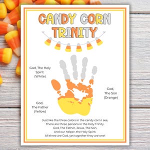 Candy Corn Trinity Handprint Art, Fall Craft for Kids, Printable Candy ...