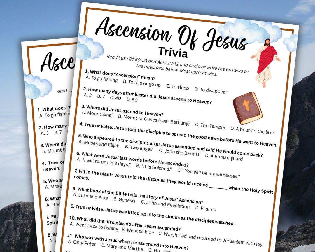 Ascension of Jesus Trivia Quiz, Printable Ascension Day Game, Bible ...