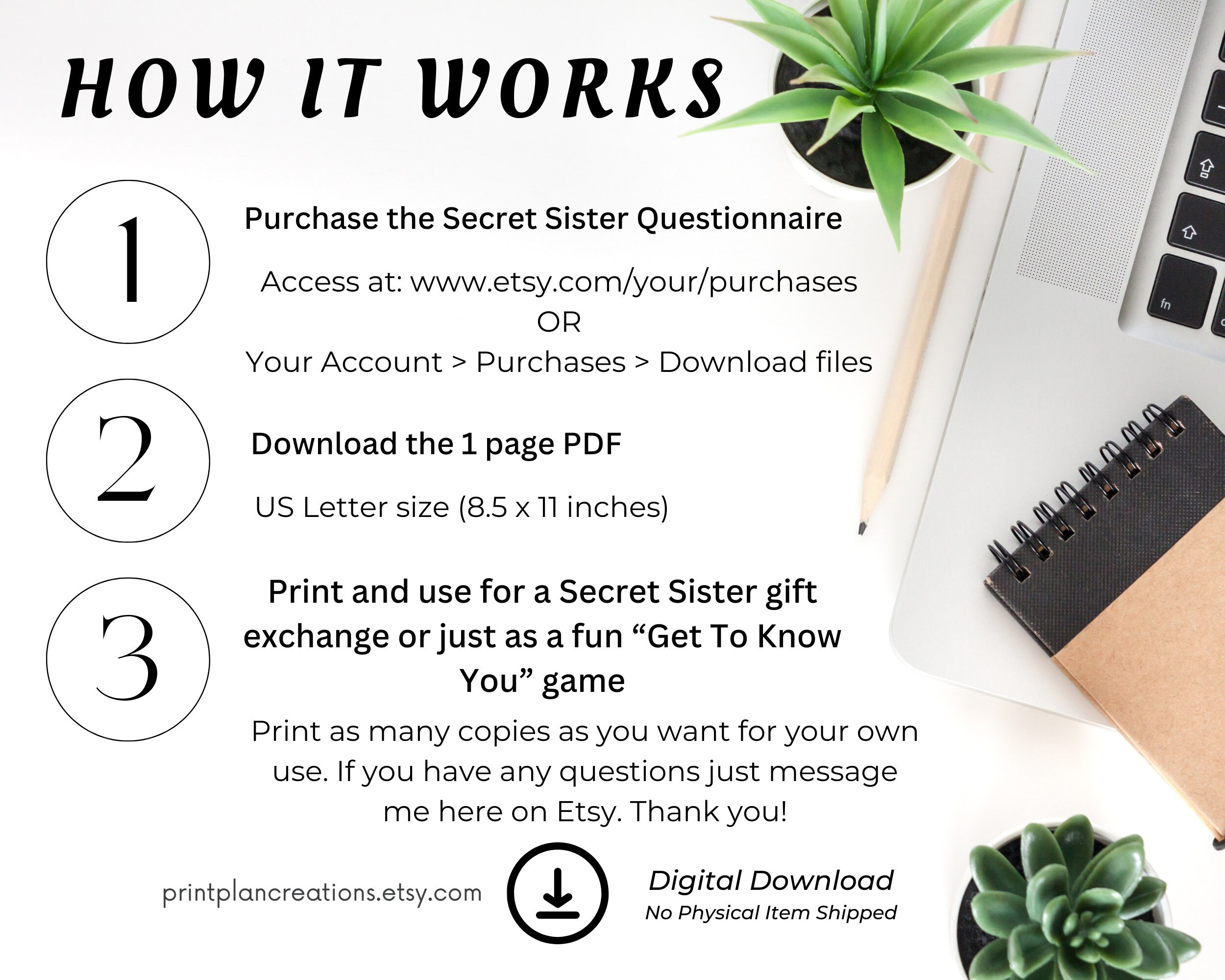 Secret Sister Questionnaire Printable, All About Me Survey, Church Gift ...
