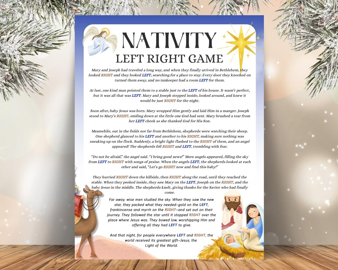 Nativity Left Right Game, Christian Christmas Left Right Game, Nativity ...