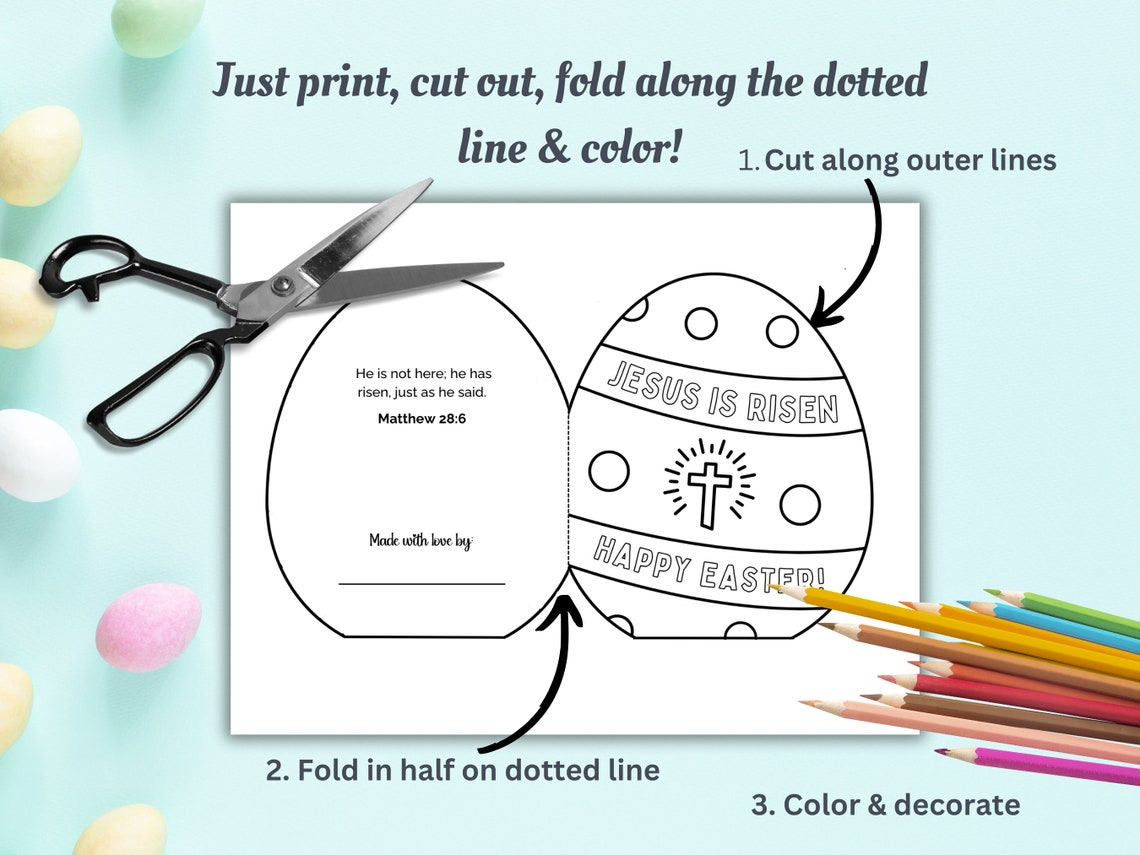 Easter Jesus is Risen Coloring Card for Kids, Easter Activity ...