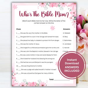 Moms of the Bible Game, Biblical Mother's Day Game, Bible Game Kids ...