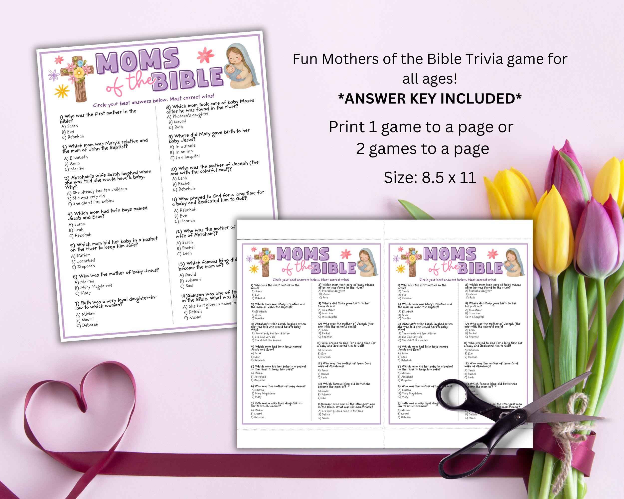 Moms of the Bible Game Printable, Christian Mother's Day Game, Bible ...