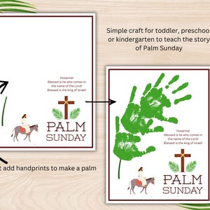 Palm Sunday Handprint Art Craft, Printable Palm Sunday Craft, Easter ...