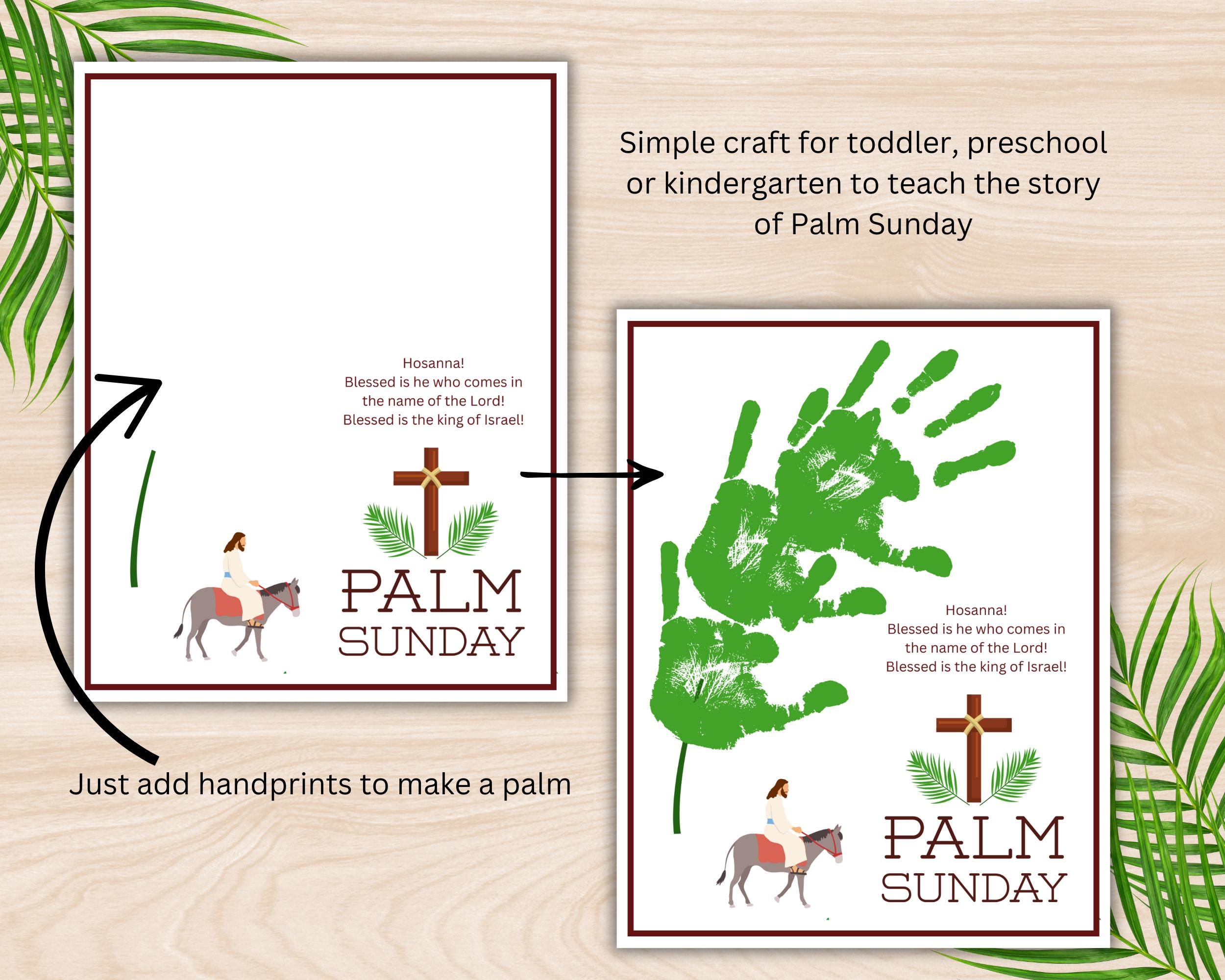 Palm Sunday Handprint Art Craft, Printable Palm Sunday Craft, Easter ...