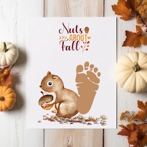Fall Craft for Kids, Printable Handprint Footprint Art, Nuts About Fall ...