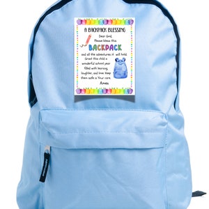Backpack Blessing Tag Back to School, Printable Gift Tag, Christian ...