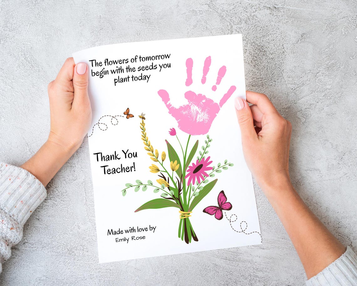 Teacher Appreciation Handprint Art Printable, Teacher Appreciation Week ...