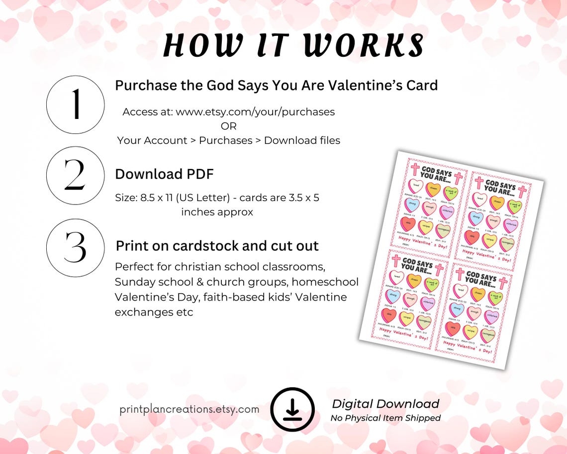 Bible Verse Valentine Cards, Printable God Says You Are Scripture ...