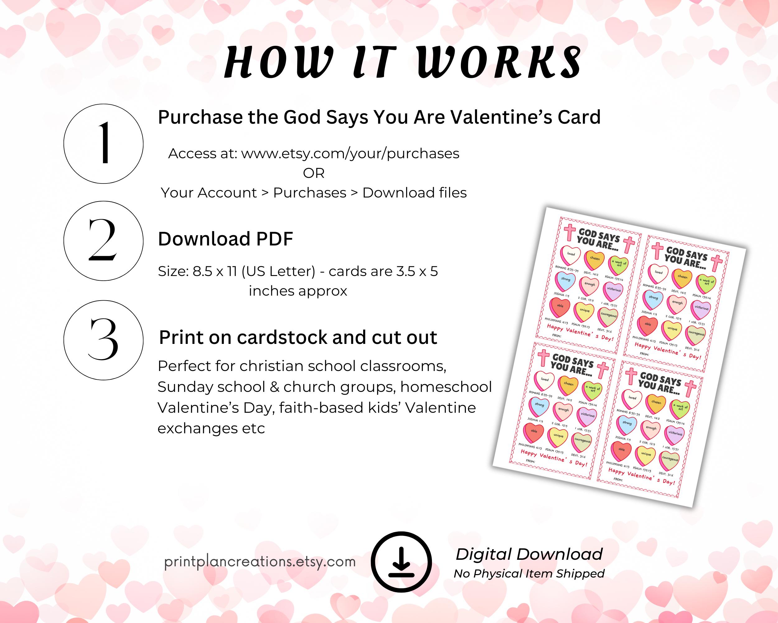 Bible Verse Valentine Cards, Printable God Says You Are Scripture ...