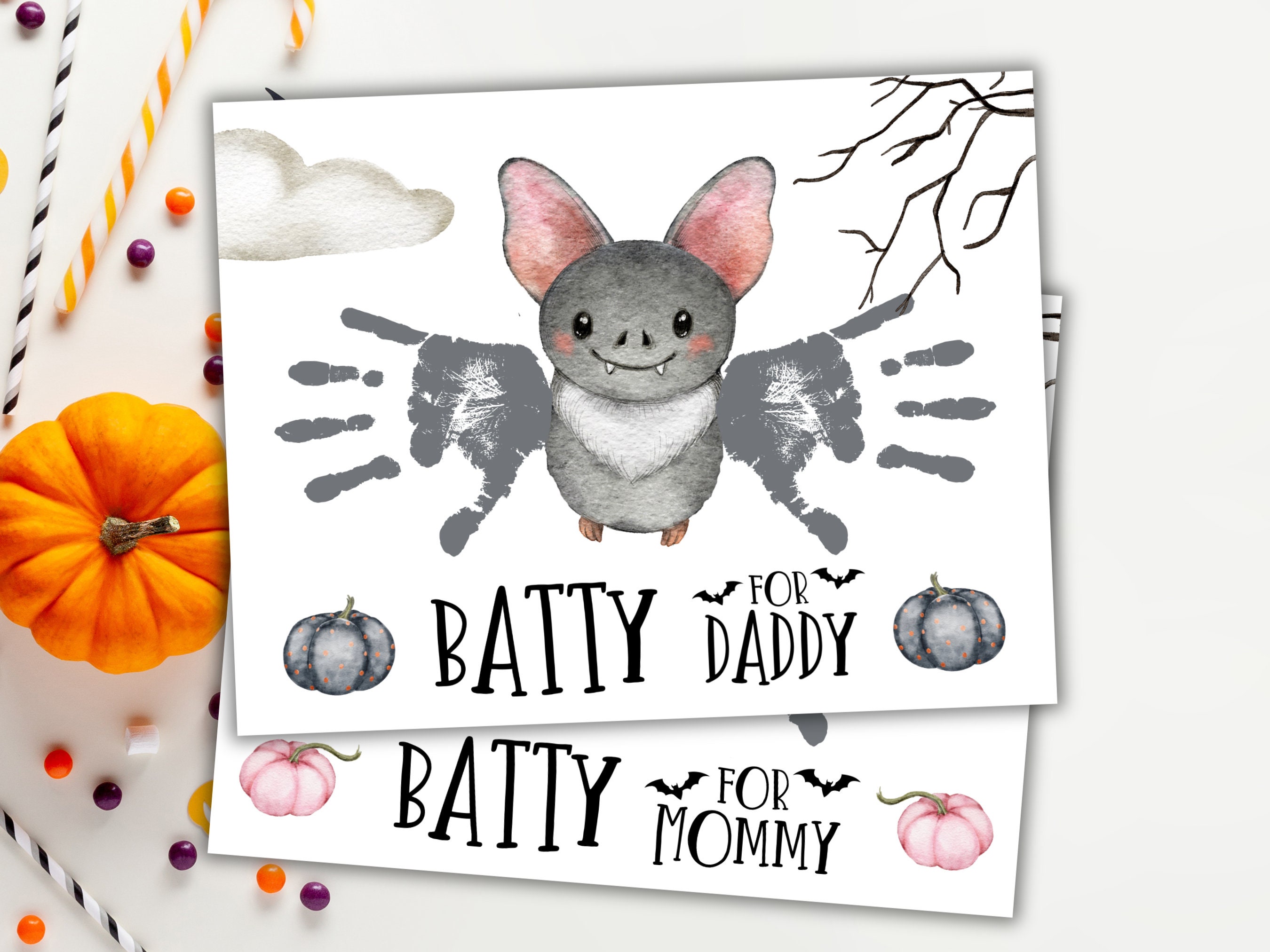 Halloween Handprint Art Handprint Crafts Bat Handprint Art - Etsy