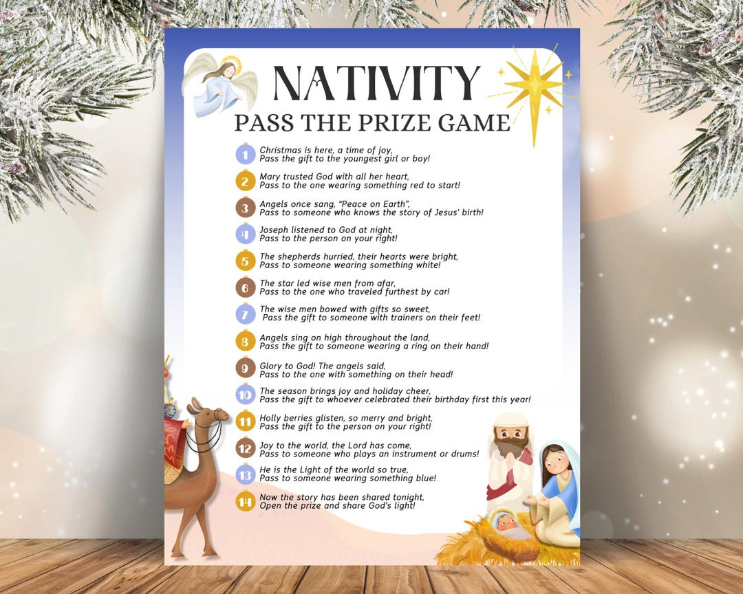 Nativity Pass the Gift Game, Christmas Pass the Present, Pass the Prize ...