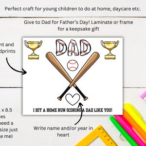 Father's Day Baseball Handprint Art, I Hit A Home Run, Printable ...