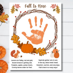 Fall Poem Handprint Craft, Printable Handprint Art, Fall is Here Poem ...