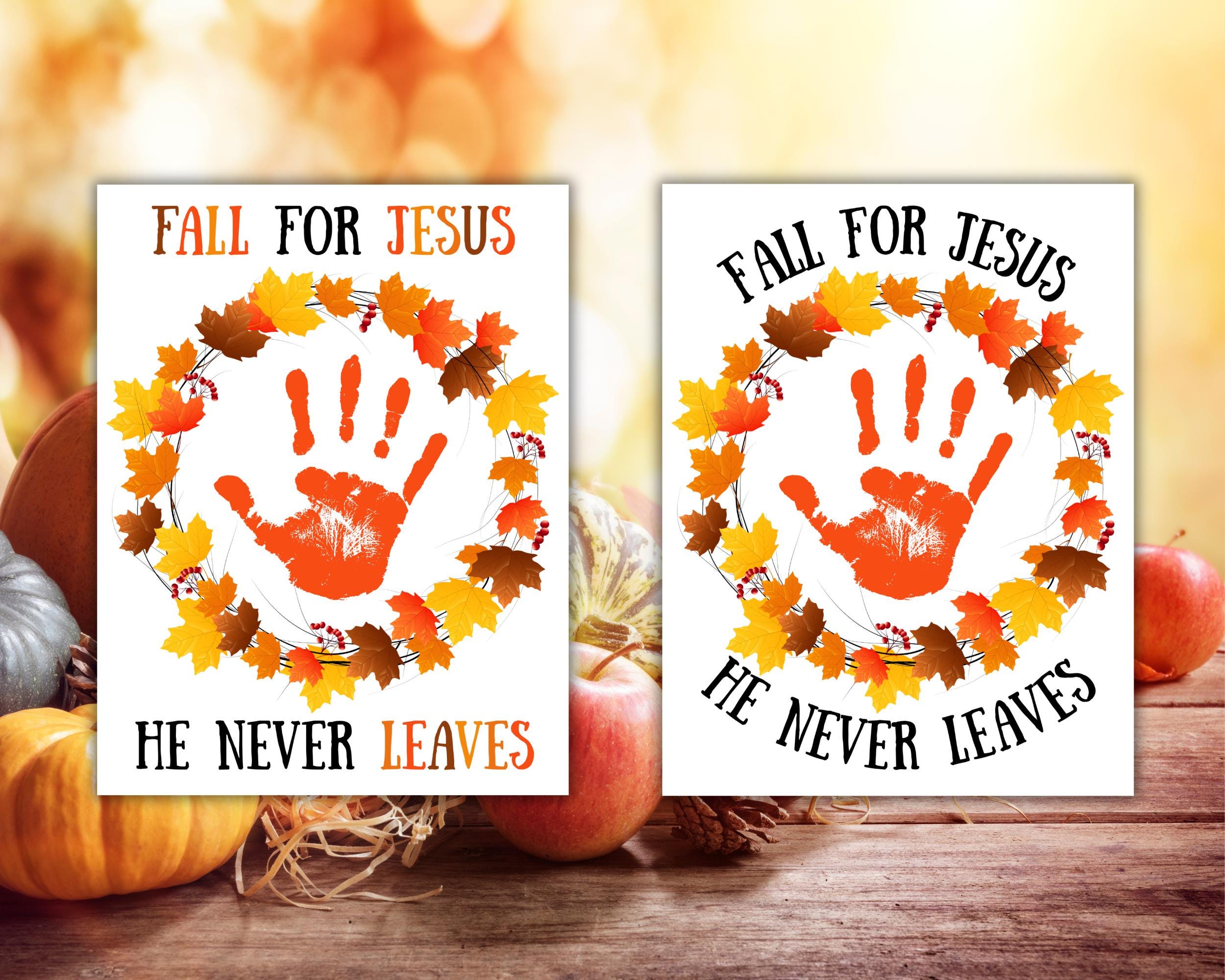 Fall for Jesus Handprint Craft, Fall Bible Craft Printable, Fall Leaves ...