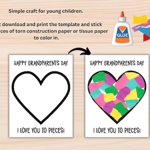 Grandparents Day Craft Printable, Torn Paper Craft for Daycare ...