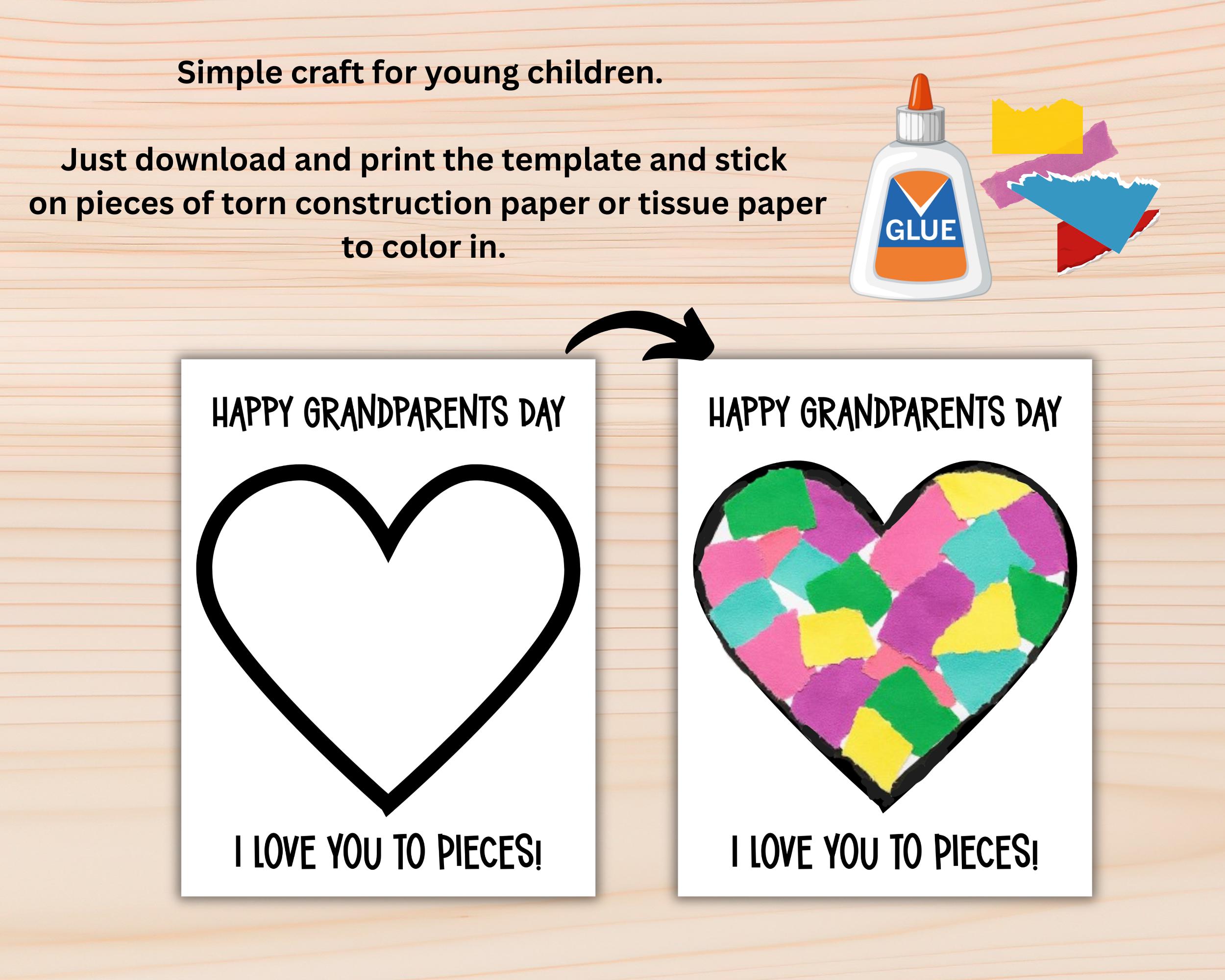 Grandparents Day Craft Printable, Torn Paper Craft for Daycare ...